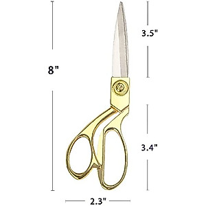 SIRMEDAL Professional Heavy Duty Tailor Scissors 8" Gold Stainless Steel Dressmaker Shears(Gold)