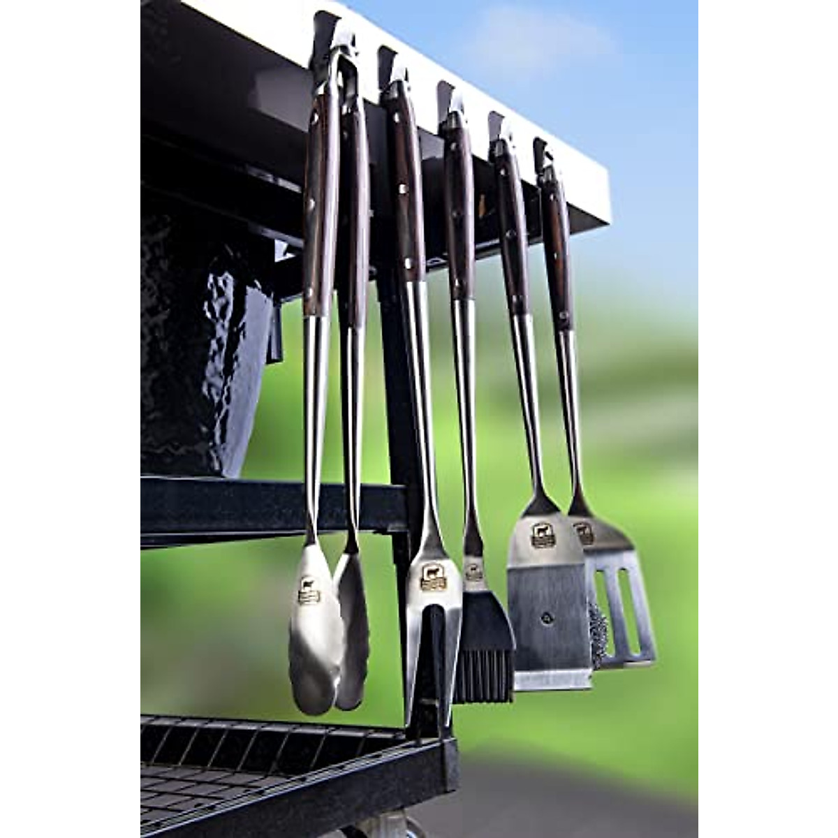 Certified Angus Beef Premium Grilling Set - 5 Piece Heavy Duty Stainless Steel Grill Tool Set with Pakkawood Handles for BBQ Accessories, Tailgating, and Smoker Accessories