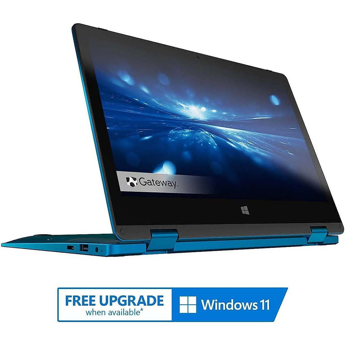 Gateway Newest Touchscreen 11.6 HD 2-in-1 Convertible Laptop in Blue Intel N4020 4GB RAM 64GB SSD Mini-HDMI Webcam Hugo Tech Mart Windows 11 S (Renewed)