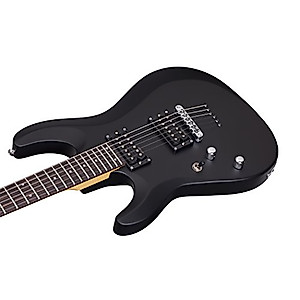 Schecter 433 C-6 Deluxe Left Handed Solid-Body Electric Guitar, Satin Black