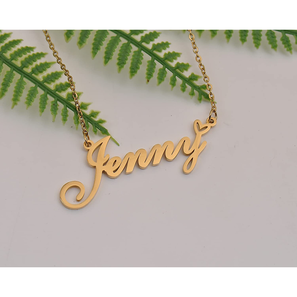 RONKAH Lacey Custom Personalized Name Necklace with Heart Plated Customized Pendant Necklace Jewelry for Women Christmas Valentine's Day Birthday New year Mother's Day Gold