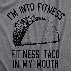 Crazy Dog Mens Graphic Novelty T Shirt I'm Into Fit’Ness Taco in My Mouth Taco Tuesday Tee Cinco de Mayo Funny Gym Shirt for Men Dark Heather Grey XL