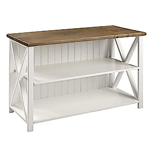 Walker Edison 2 Tier Modern Farmhouse Wood Bookcase Bookshelf Storage Home Office Storage Cabinet, 52 Inch, White