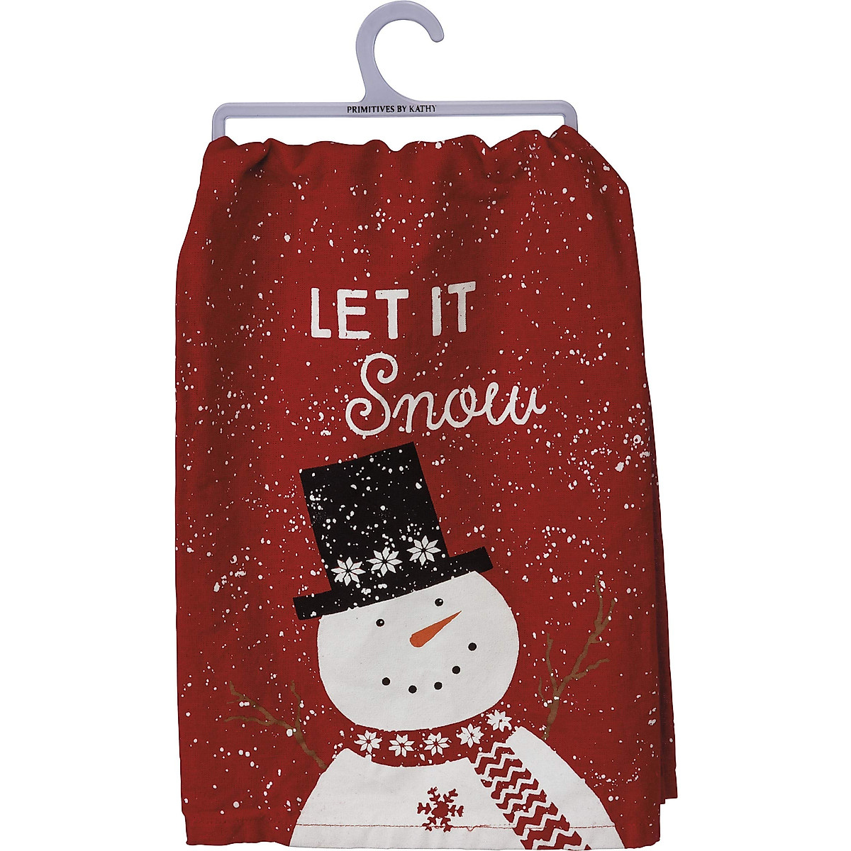 PBK Primitives by Kathy 2 Piece Bundle Red Christmas Kitchen Towels, Merry Christmas and Let It Snow