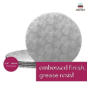 6 inch Silver Round Thin Sturdy Cake Board Drums for Displaying Cakes, 1/4 inch Thick, 6 Count