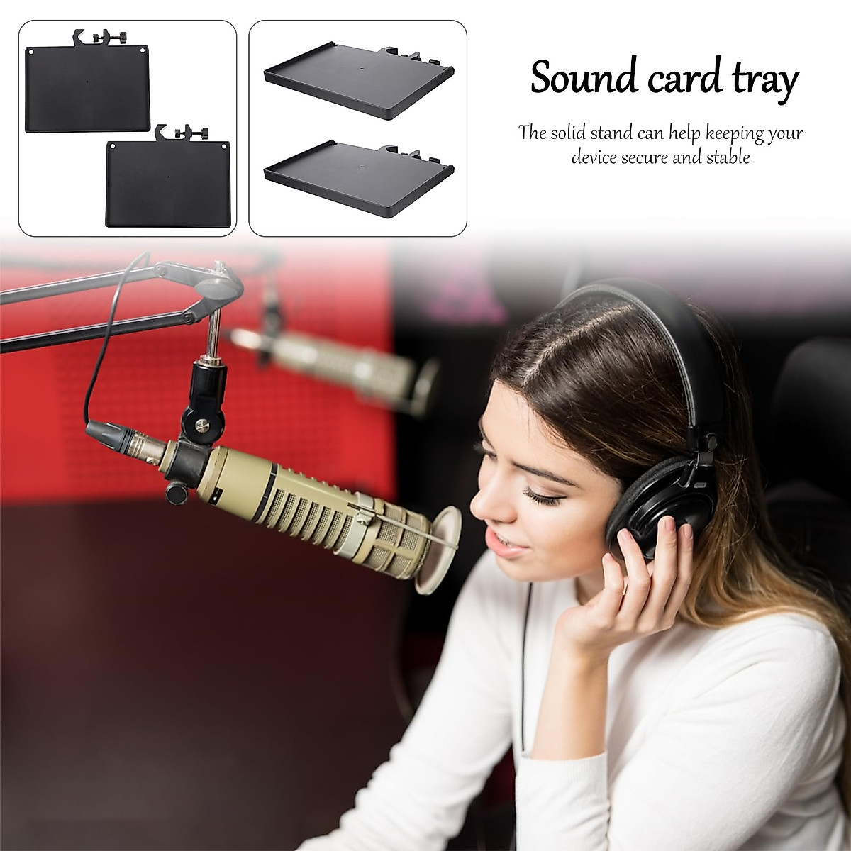 2pcs Universal Sound Storage Tray Live Broadcast Microphone Mic Rack Stand