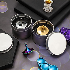 3 Pieces Brass Metal Top Spinner Kinetic Desk Fidget Toy Spinner Good Balance Desktop Toy for Teens Adults Kill Time Long Time Focus Anxiety Stress Relief, 3 Colors(Large (1.26 x 1.45 Inch))