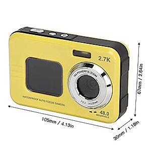 Digital Camera,2.7K HD Digital Camera 16X Zoom Smart 48MP Underwater Camera (Yellow)