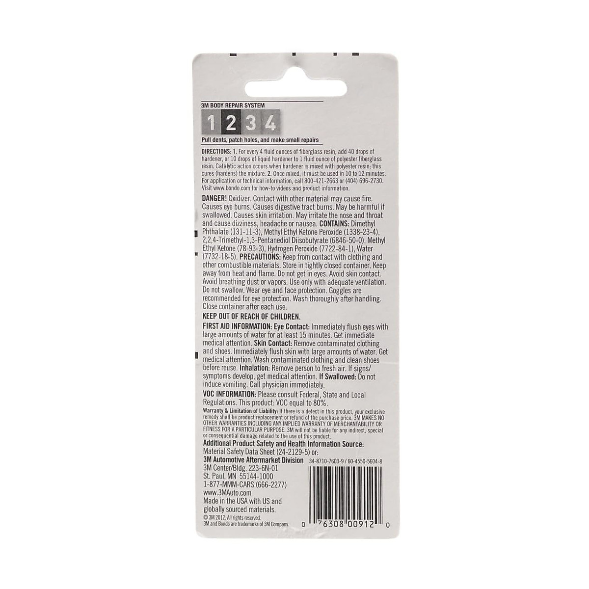 Bondo Liquid Hardener, 00912, .37 oz