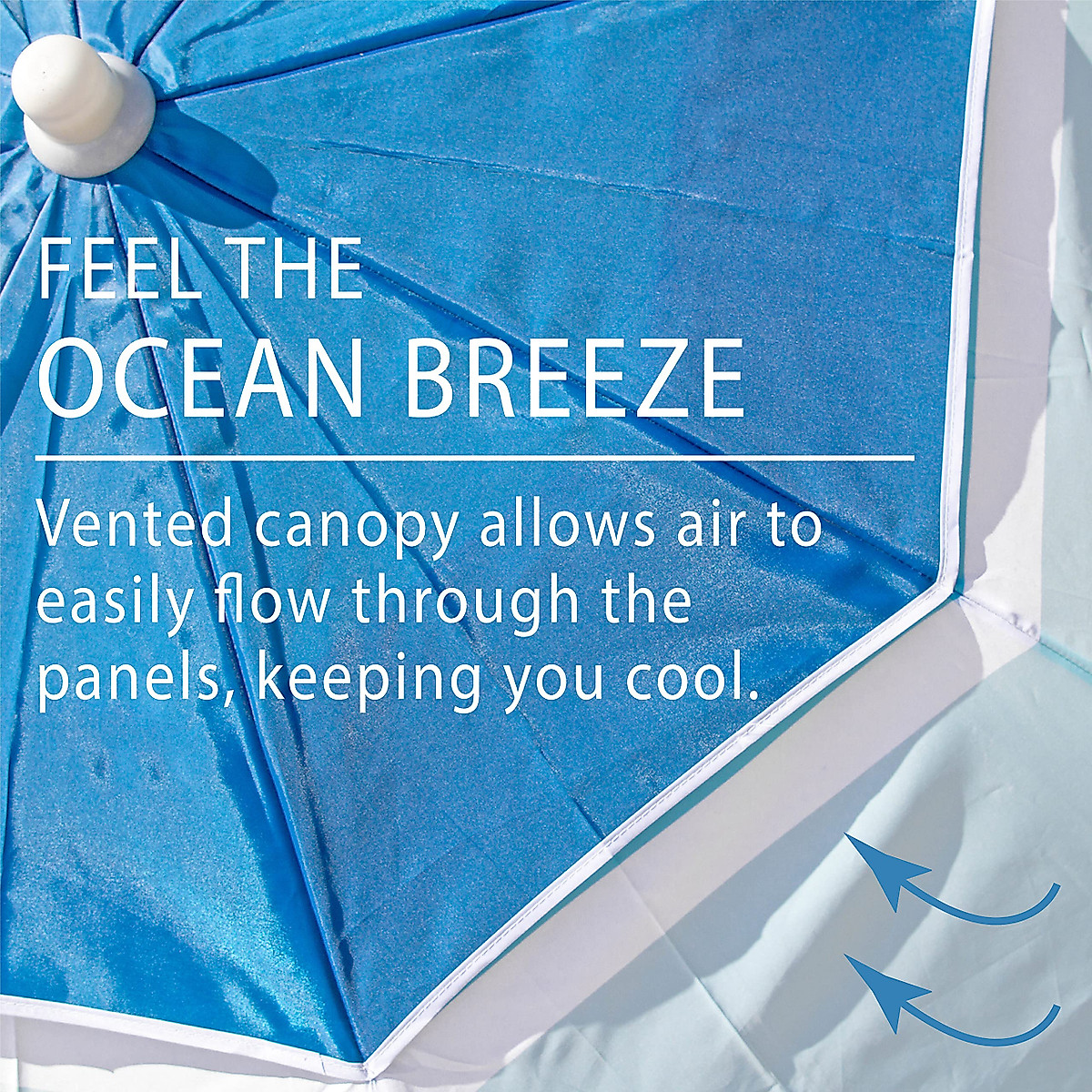 Body Glove Beach Umbrella - 7 Ft Heavy Duty Portable Beach Umbrellas for Sand & Sun UPF 50+ Protection, Sand Anchor for Strong Stability - Large Vented Umbrella + 2-Way Tilt System (Sunrise Stripe)