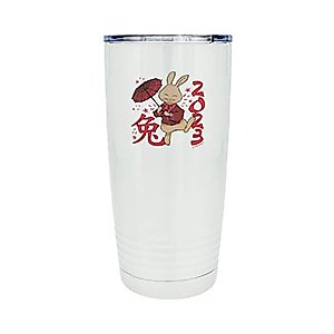 Lunar New Year Decor Year Of The Rabbit 2023 Full Character Art 20oz Stainless Steel Insulated Travel Mug With Lid