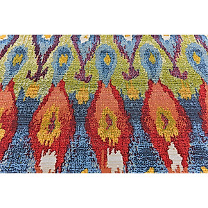 Unique Loom Outdoor Modern Collection Area Rug - Ikat (4' 1" x 6' 1" Rectangle, Multi/ Burgundy)