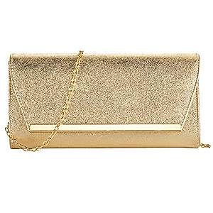 KamostarX Evening Bag for Women, gold clutch evening purses, handbags Crossbody Shoulder Wedding Bride Purse