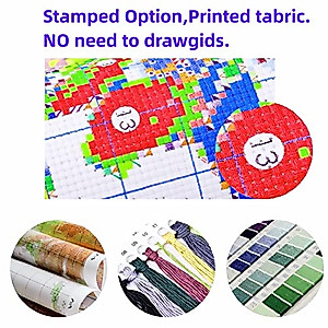 Magxvouy Beginners Cross Stitch Kits Stamped Full Range of Embroidery Kits for Adults DIY Cross Stitches kit Embroidery Patterns for Needlepoint kit- Dusk After rain 15.7x20.9 inch