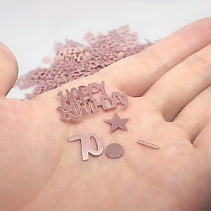 TFYU Happy Birthday Party Table Confetti - Twinkle Stars Foil Metallic Sequins Confetti and Special Events Table Scatters Decorations Confetti Decorations about 700pcs（Rose gold） (70 years old)