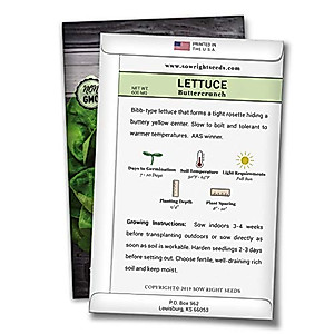 Sow Right Seeds - Lettuce Seed Collection for Planting - Buttercrunch, Giant Caesar, Salad Bowl, and Lolla Rosa Varieties Non-GMO Heirloom Seeds to Plant a Home Vegetable Garden