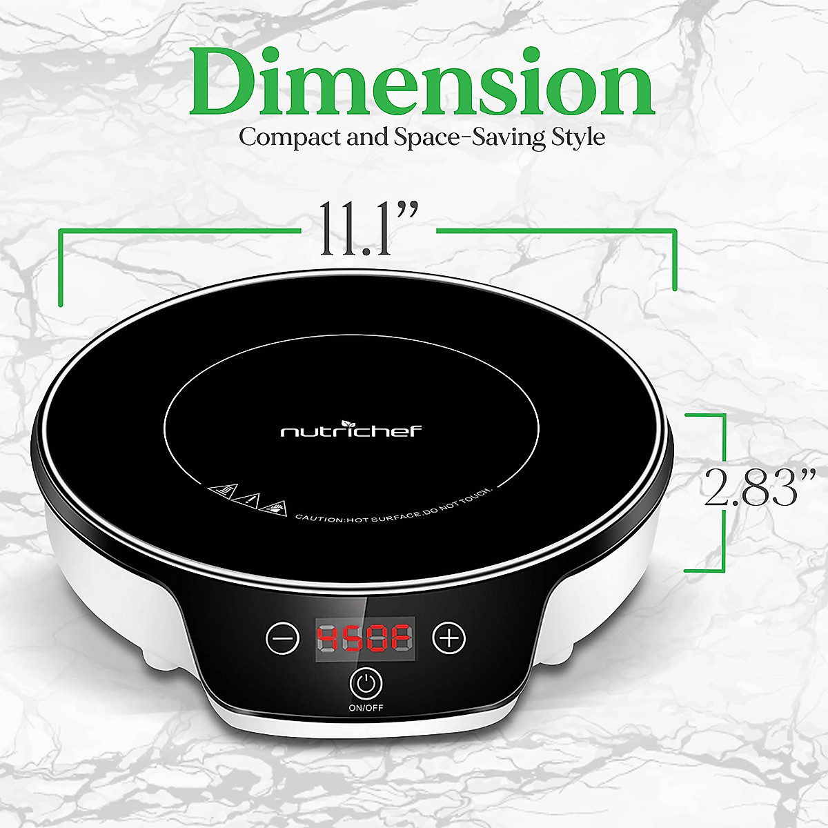 Electronic Plug-in, Flameless Burner Design with Digital Display, 17 Temperature Range, Sensor Touch Controls and Auto Shut Off Function, Portable Single Burner Cooktop