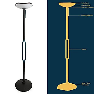 Nocturne Outdoor Solar Floor Lamp with Bluetooth Speaker | 100% Solar Powered | Fully Weatherproof | for Patios, Decks, Outdoor Spaces | Firefly 2.0 (Light + Sound)