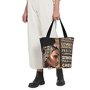 African American Women's Tote Bag Shoulder Bag, Black Girl Pride Handbag Women Fashion Shopping Bags for Work Travel Business Beach School, Tote for Black Women
