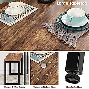 SogesHome 3-Piece Kitchen Dining Room Table Sets, 45‘’ Table and 2 Benches for 4, Space-Saving Table Set for Restaurant, Coffee Shop, Living Room, Small Space