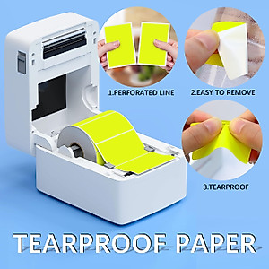 PARLAIM 2.25 X 1.25 Inch Thermal Sticker Labels, 1000PCS Commercial Grade Square Fluorescent Yellow Direct Thermal Printing Paper Compatible with MUNBYN & Rollo & Zebra Desktop Printers