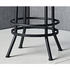 Diwhy 5 Piece Bar Table and Barstool Set Industrial Rectangular Pipe Dining Pub Bar Table Black and Kitchen Counter Height Adjustable Wooden Seat Stool Black(1 Table + 4 Chairs)