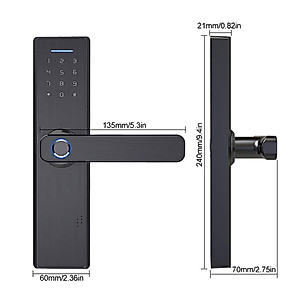 Fingerprint and Touchscreen Smart Lock, 4-in-1Home Security Smart Lock, Biometric Fingerprint Lock, Anti-Peeping Intelligent Security Smart Door Lock, Match Home Aesthetics (Black)
