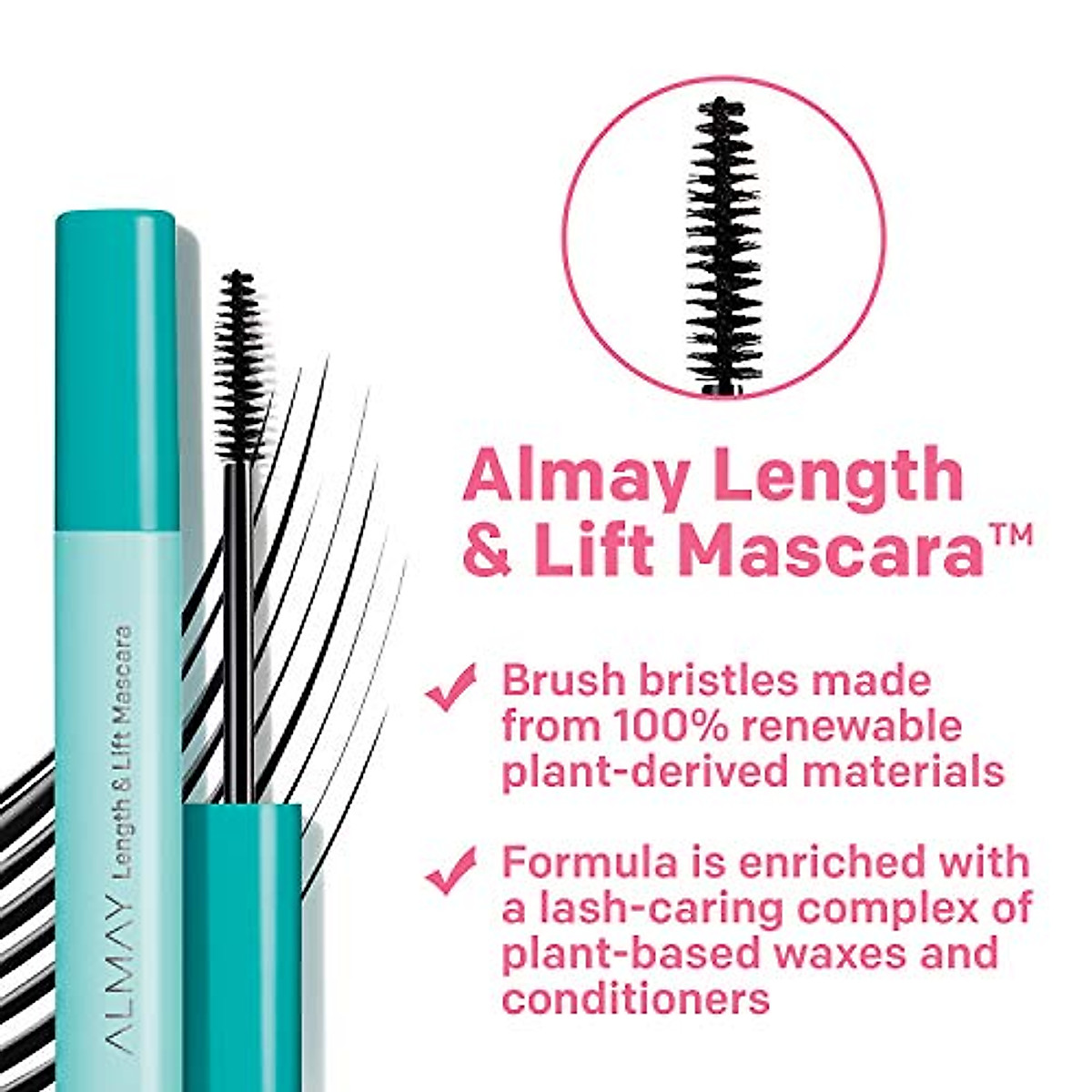 Almay Lenghthening Mascara,Volume & Lift, Eye Makeup, Hypoallergenic and-Fragrance Free, 030 Black Brown, 0.24 Fl Oz