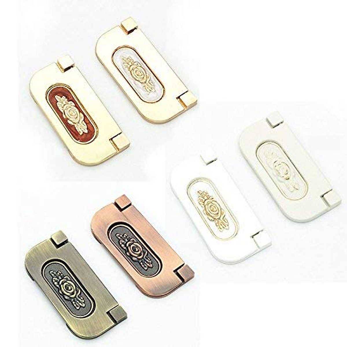 LMZJLU Simple Modern Invisible Cabinet Handle with Rose Pattern Cupboard Pulls Drawer Handles Office Furniture Hardware Concealed Handle- 10pcs