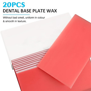 ANNWAH 20PCS Dental Base Plate Wax - Molding Casting Wax Sheet Denture Material Red Utility Wax Sheets Lab Dentist Auxiliary Material