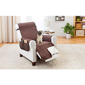 Couch Guard XL Recliner/Chair Cover - Stylish Sofa Slipcover - Shield & Protects from Pets, Kids, Stains - Reversible, Convenient Pocket, Easy Wash & Dry - Chocolate/Tan