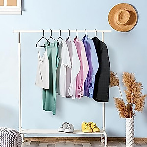 HOUSE DAY Black Plastic Hangers 50 Pack, Plastic Clothes Hangers Shirt Hangers, Space Saving Plastic Coat Hangers for Closet, Clothing Hangers Adult Hangers for Shirts, Coats, Skirt, Dress