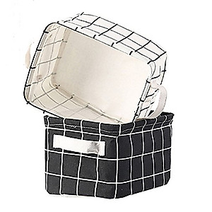 Lannu Canvas Storage Bins Organizer Toy Basket Classical Black and White Fabric Cloth Home Decor,Small,Set of 4