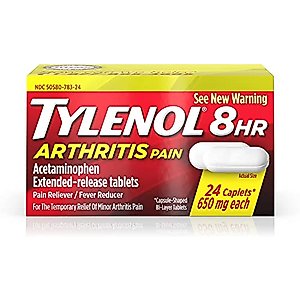 TYLENOL Arthritis Pain Caplets Push & Turn Cap 24 ea ( Pack of 3)