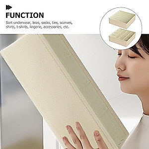 Alipis Sock Underwear Organizer Dividers Bra Storage Boxes Foldable Dresser Closet Cabinet Bins for Storing Bras Underpants Ties Belts Baby Clothes Dress Gloves Beige