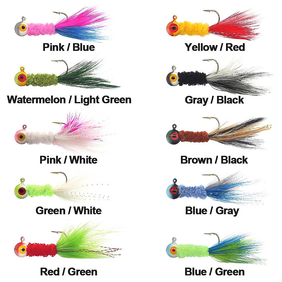 XFISHMAN-Crappie-Jigs-Marabou-Feather-Hair-Jigs-for-Crappie-Fishing-baits-and-lures kit Panfish Trout 1/8 1/16 1/32 oz