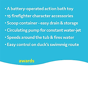 Yookidoo Jet Duck Firefighter Bath Toy with Powered Water Hydrant Shooter - Sensory Development & Bath Time Fun for Kids - Battery Operated Bath Toy with 15 Pieces - Ages 2+