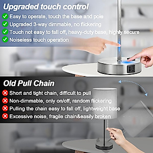 𝟮𝟬𝟮𝟯 𝗡𝗘𝗪 Set of 2 Touch Control Table Lamps with 2 USB & AC Outlet, 3-Way Dimmable Bedside Nightstand Lamps for Bedroom Living Room Nursery, 800 Lumens 5000K Daylight Bulbs Included