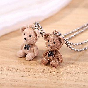 ANZWTLOYY Y2k Bear Necklace Cute Plush Teddy Necklaces BFF Friendship Matching Couple Necklaces set Valentine's Day Gifts 2PCS
