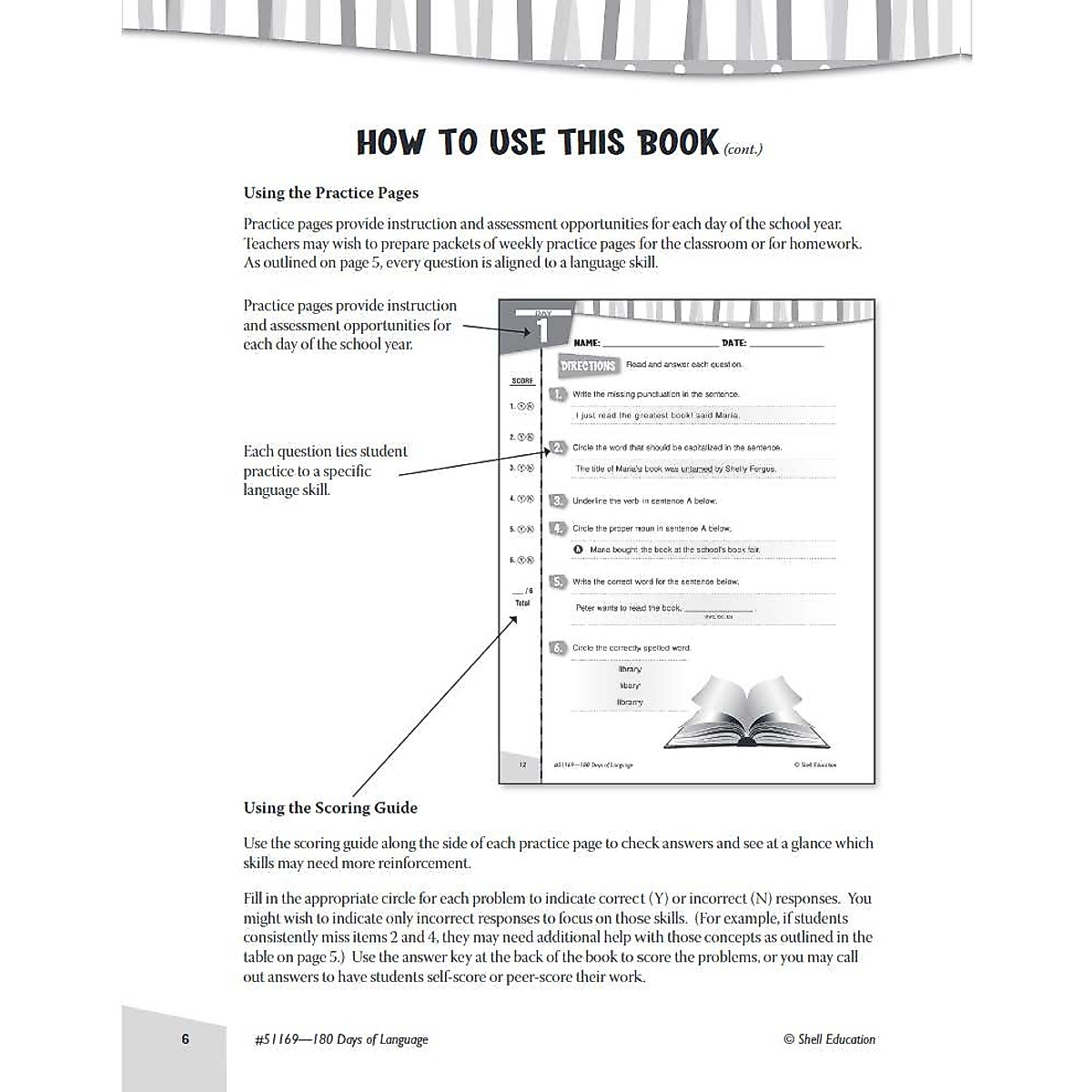 Shell Education 180 Days of Language for Fourth Grade (180 Days of Practice)