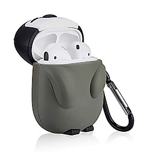 Oqplog for AirPod 2&1 Case, Protective Soft Silicone Cute Cartoon Fun Fashion Cover for Girls Teens Kids Air Pods, Animal Cool Shockproof Design Skin Accessories Cases for Airpods 1/2 - Q Grey Penguin