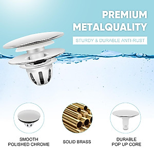 2 Pack Universal Bathroom Sink Stopper Magnetic - Pop Up Basin Sink Drain Strainer for 1.1~1.5 Inch, 2 in 1 U.S. Standard Sink Drain Strainer with Hair Catcher (Silver)