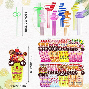 Valentines Day Gifts for Kids, Valentines Day Cards for Kids, 32 Pack Valentine Cards and Drinking Straws Reusable Valentines Day Straws Kit for Boys Girls Valentine Exchange Cards for Kids