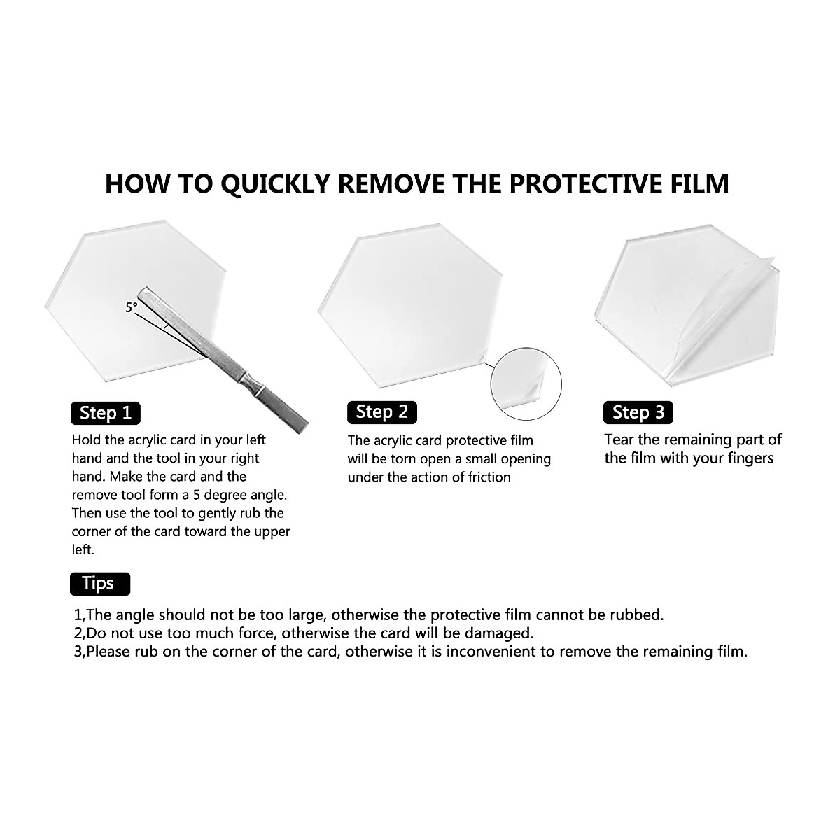 ATOMZING 50 Pcs Clear Hexagon Acrylic Place Cards for Wedding, Blank Acrylic Name Cards for Table Setting, Acrylic Hexagon Tiles Plates,Wedding Seating Cards, Escort Cards 3mm Extra Thick