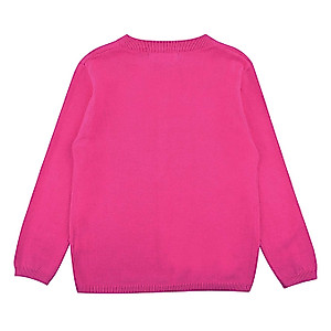 GSVIBK Girls Cardigan Long Sleeve Crewneck Cardigans Solid Knit Button Sweater Cardigan Baby Girl 6112 Rose Red 5-6Y