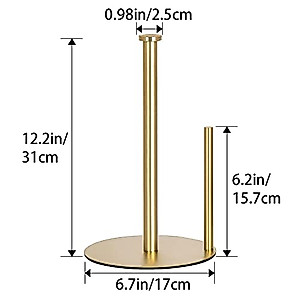 Gold Paper Towel Holder Countertop, OBODING, Gold Kitchen Paper Towel Holder Stand for Kitchen and Bathroom Organization, Stainless Steel Paper Towel Holders for Standard and Large Rolls (Golden)