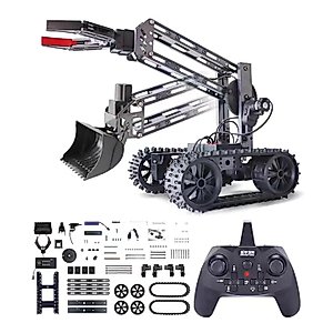 VANLINNY STEM Robotic Kit - 4DOF Robot Arm with Remote Control, Track 2 in 1 Educational Science Kits for Kids Ages 8-12 & 12-16 Project Kits for Engineering & Robot Building Great Kids Gifts.