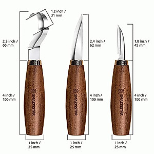 Whittling knife, Wood Carving Tools 5 in 1 Knife Set - Includes Hook Knife, Whittling Knife, Detail Knife, Carving Knife Sharpener for Spoon Bowl Cup Kuksa for Kids & Beginners