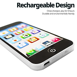 SPOGENN Toddler Learning Toy,Educational Touch Cell Phone Fun for Children Baby Kids with 8 Functions and Dazzling LED Light,Black