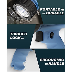 Taller Rechargeable Spotlight with 200000 Lumens, 10000mAh Bright Hand Held Work Lights Flashlight Warning Lamp, IPX7 Waterproof Lightweight LED Spotlight Searchlight for Boat Camping Hunting - Blue